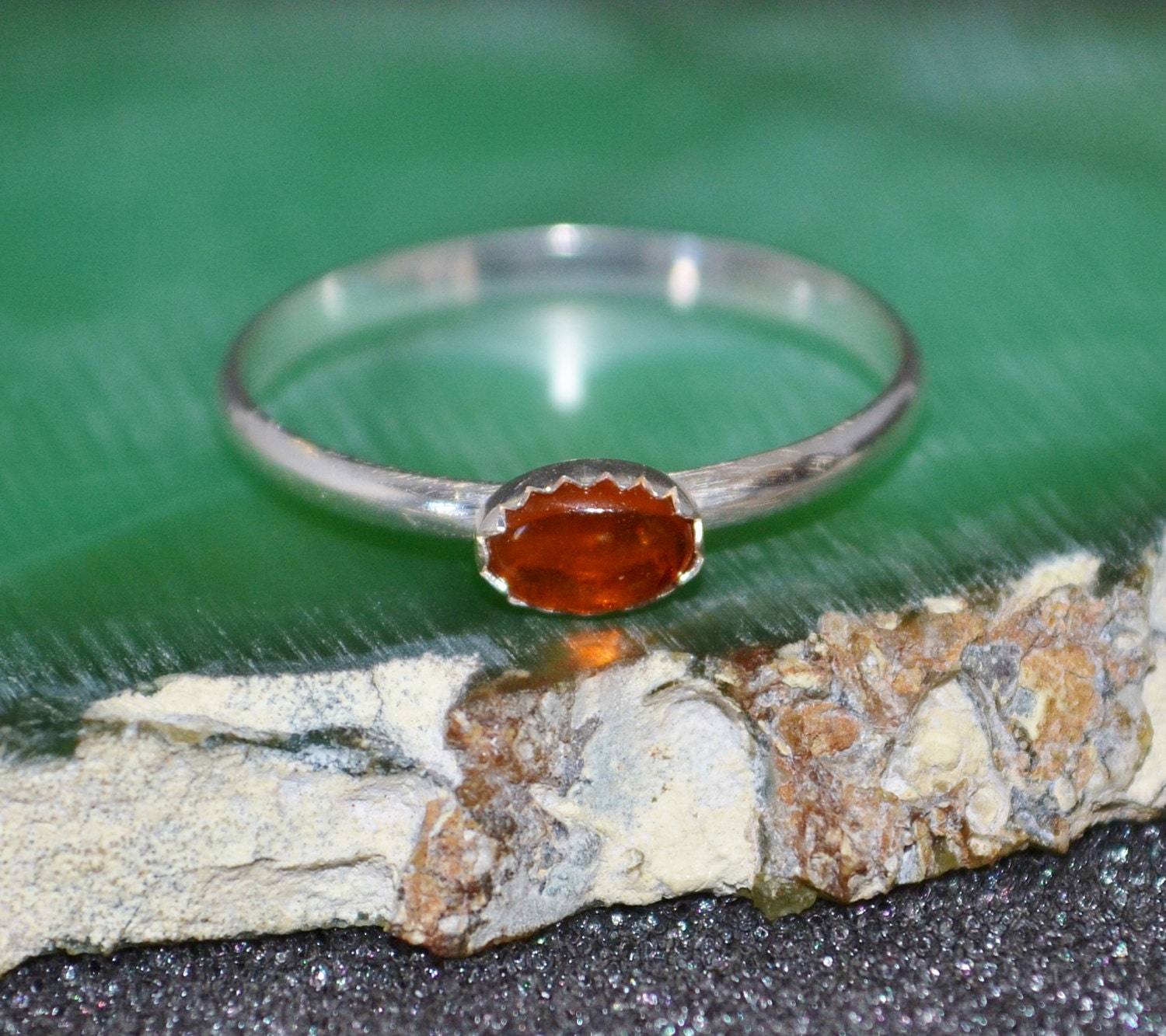 Sterling Silver 6 x 4 mm Oval Cabochon Small Stacking Ring | Etsy