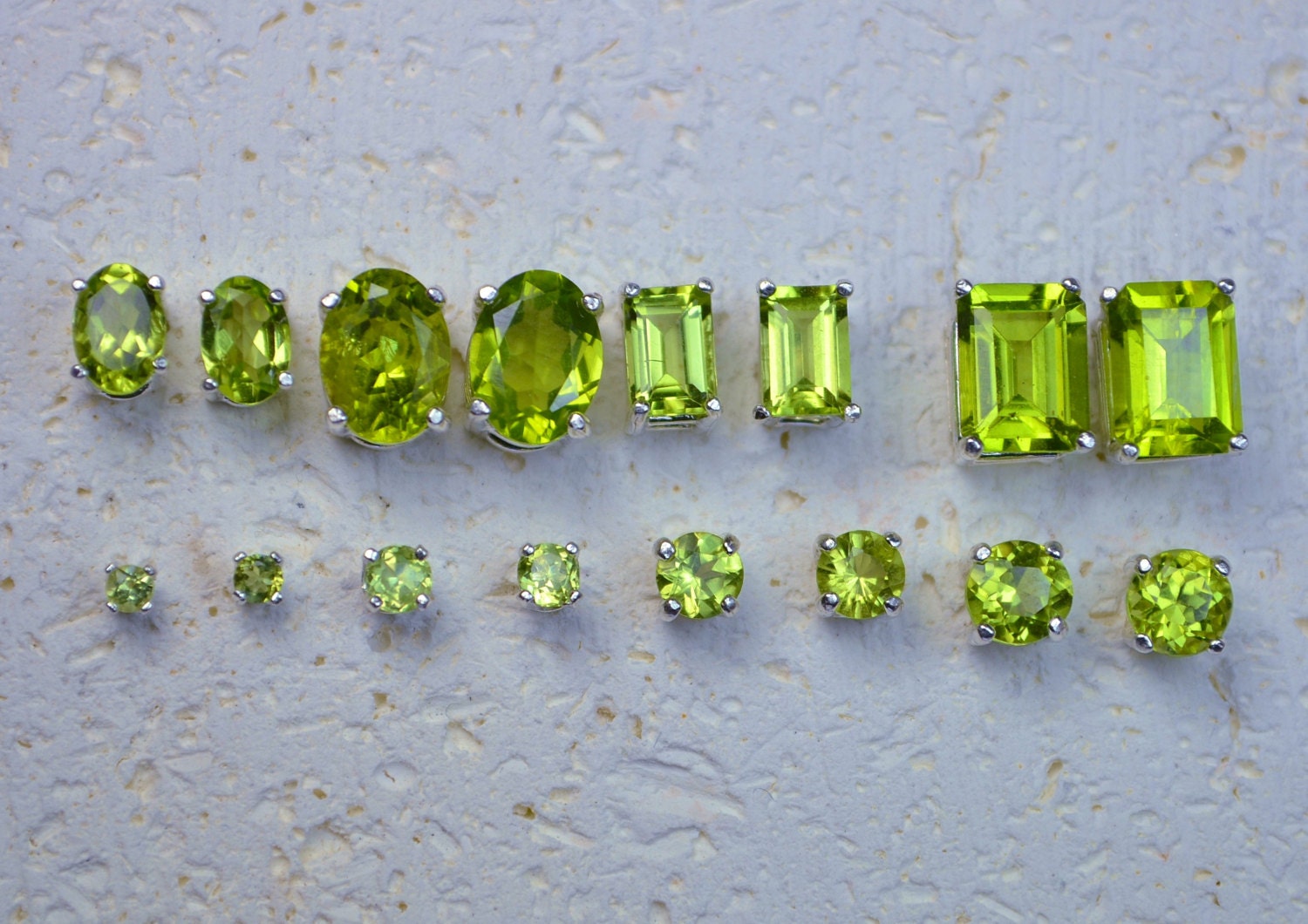Genuine Peridot Stud Earrings Choose a Size Sterling Silver - Etsy