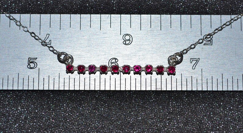 Genuine 2mm Ruby Faceted Gem Bar Necklace or Pendant You | Etsy