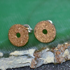 Cast Small Gear Stud Earrings - Bronze Tiny Saw Tooth Gears With Holes ...