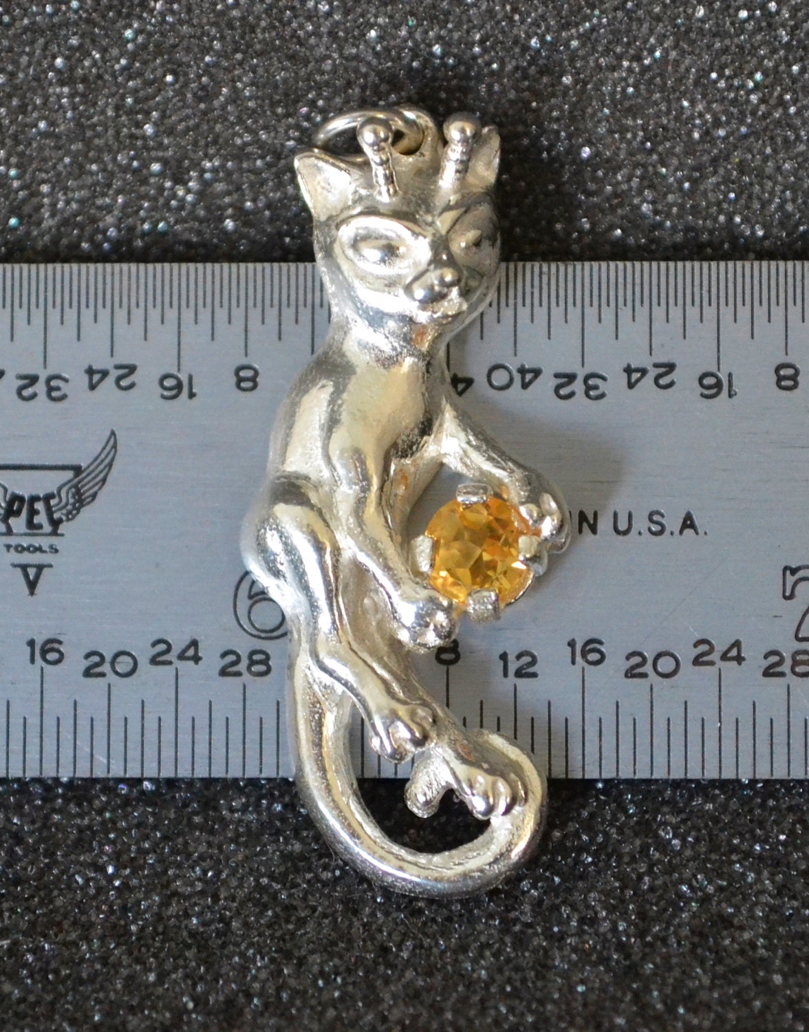 Cast Dimensional Space Alien Cat Pendants - Choose a Gemstone! Silver ...