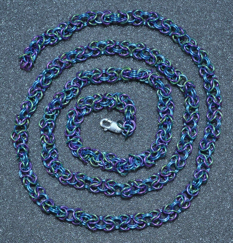 Blue Green Purple Niobium Byzantine or Box Chain Necklace - Pick Your ...