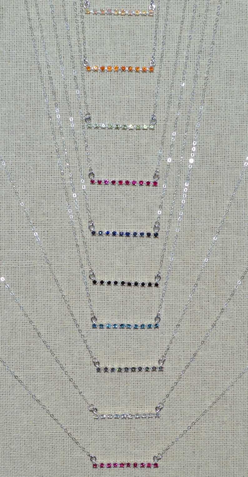 Genuine 2mm Ruby Faceted Gem Bar Necklace or Pendant You | Etsy