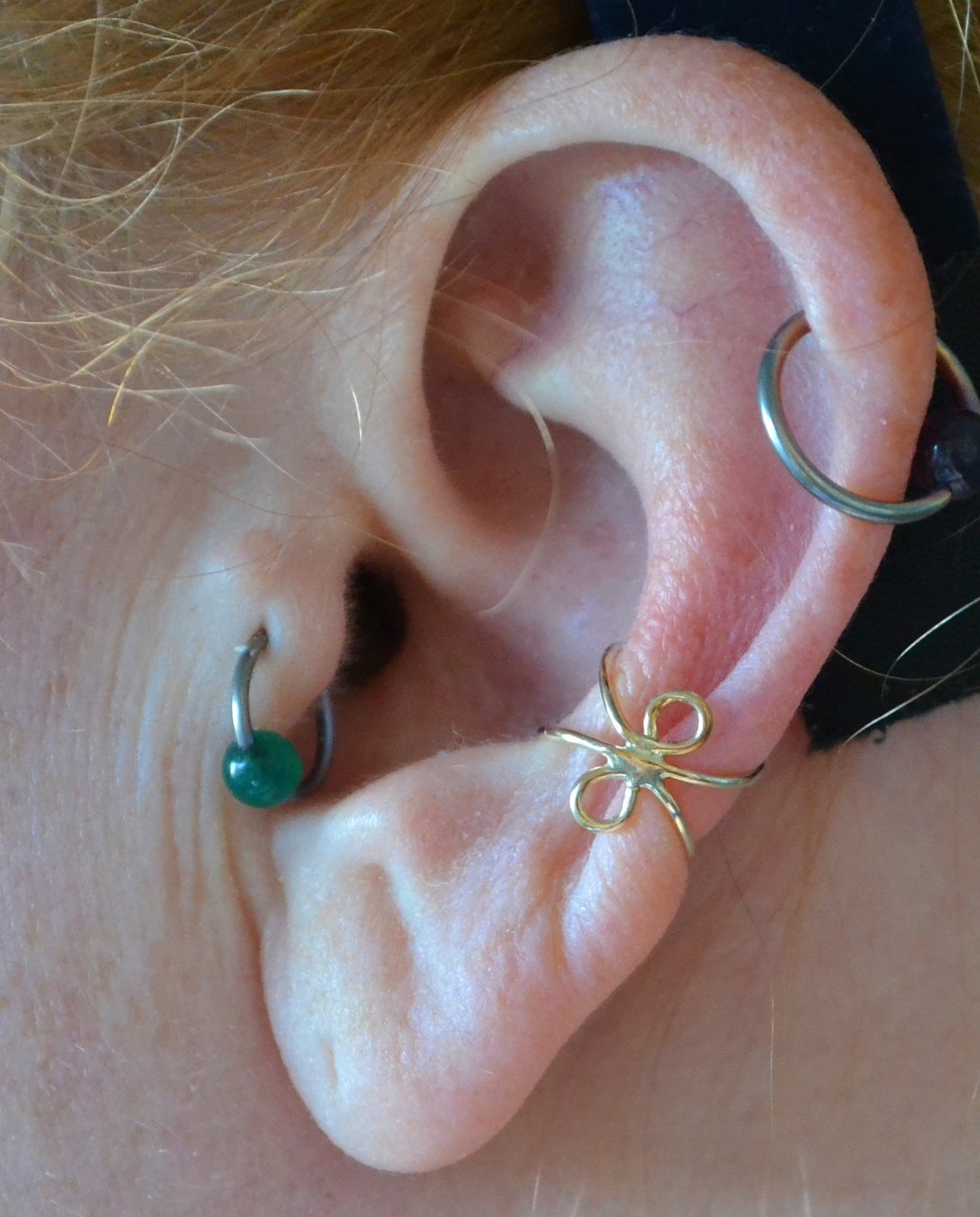 Gold Filled Double Loop Wire Ear Cuff or Earcuff Non-pierced | Etsy