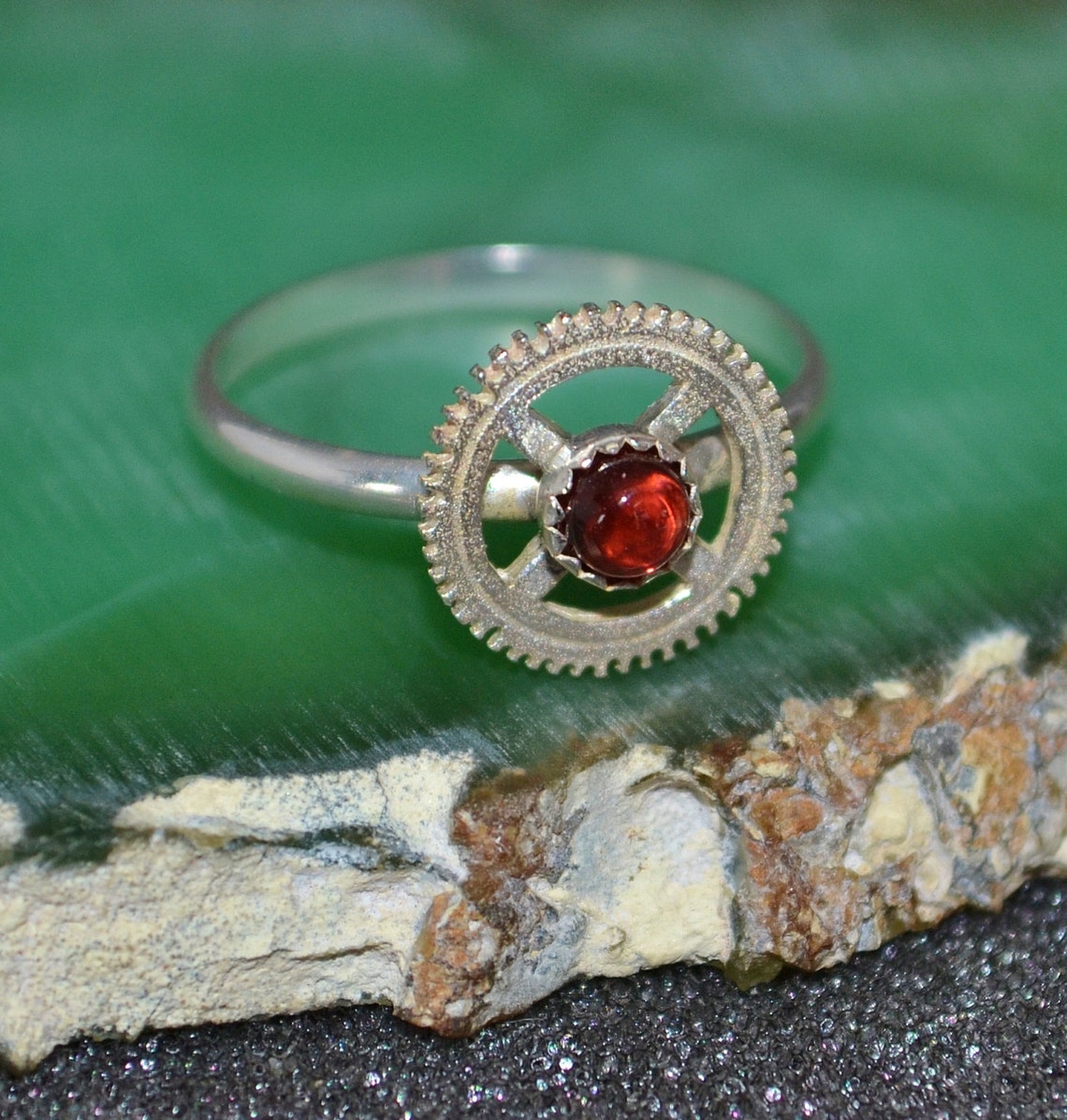 Cast Small Open Gear Stacking Ring Choose a Gem Steampunk - Etsy