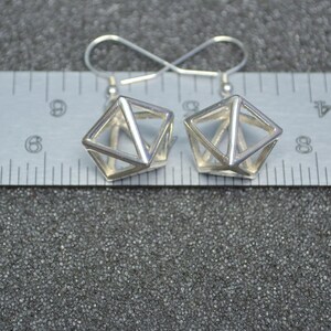 Cast Pentagonal Double Pyramid Dangle Earrings (d10) - Silver, 3D ...