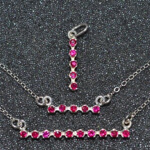 Genuine 2mm Ruby Faceted Gem Bar Necklace or Pendant, You Choose ...