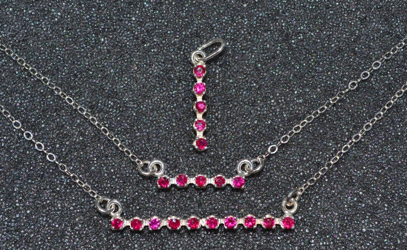 Genuine 2mm Ruby Faceted Gem Bar Necklace or Pendant You | Etsy