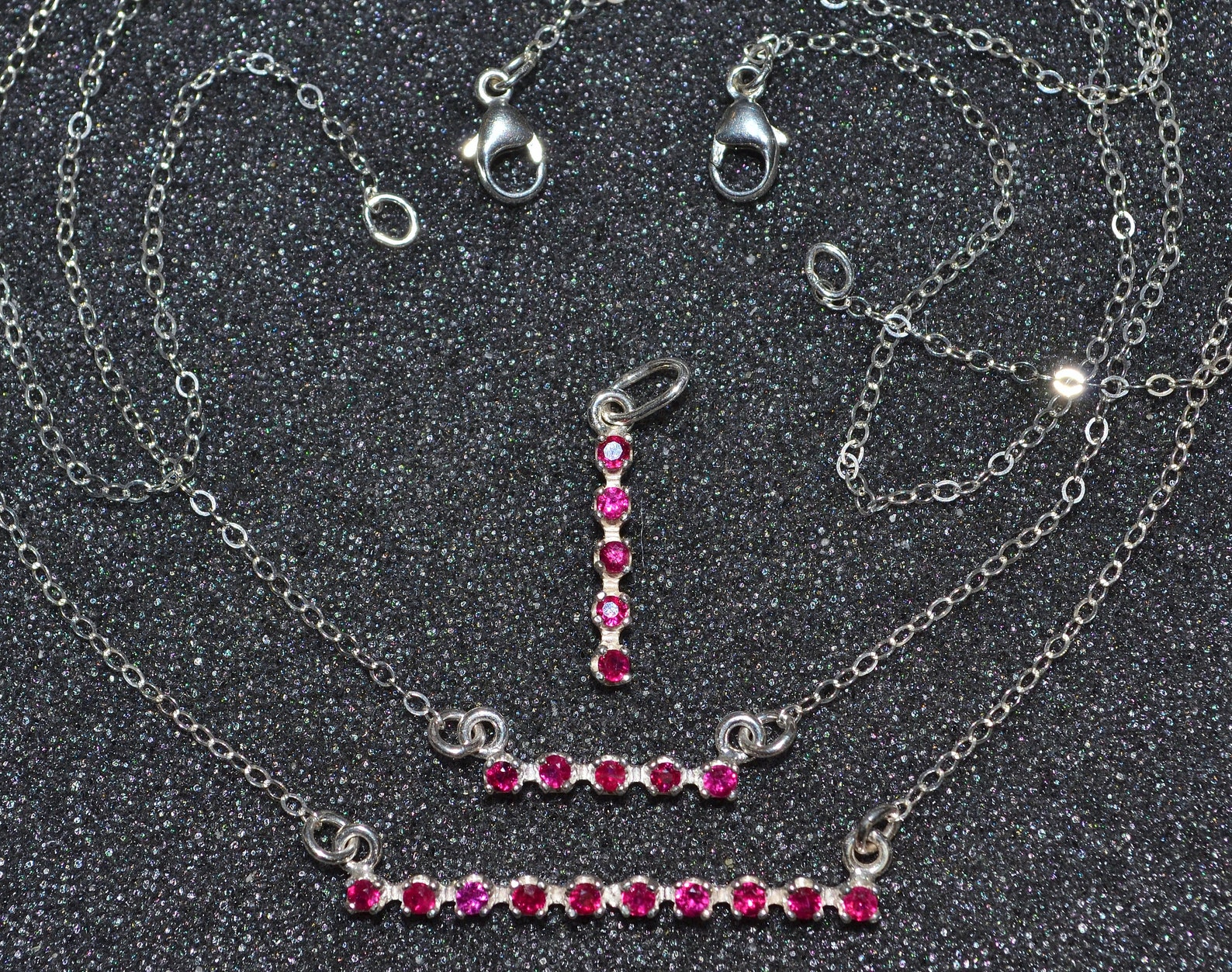 Genuine 2mm Ruby Faceted Gem Bar Necklace or Pendant You | Etsy