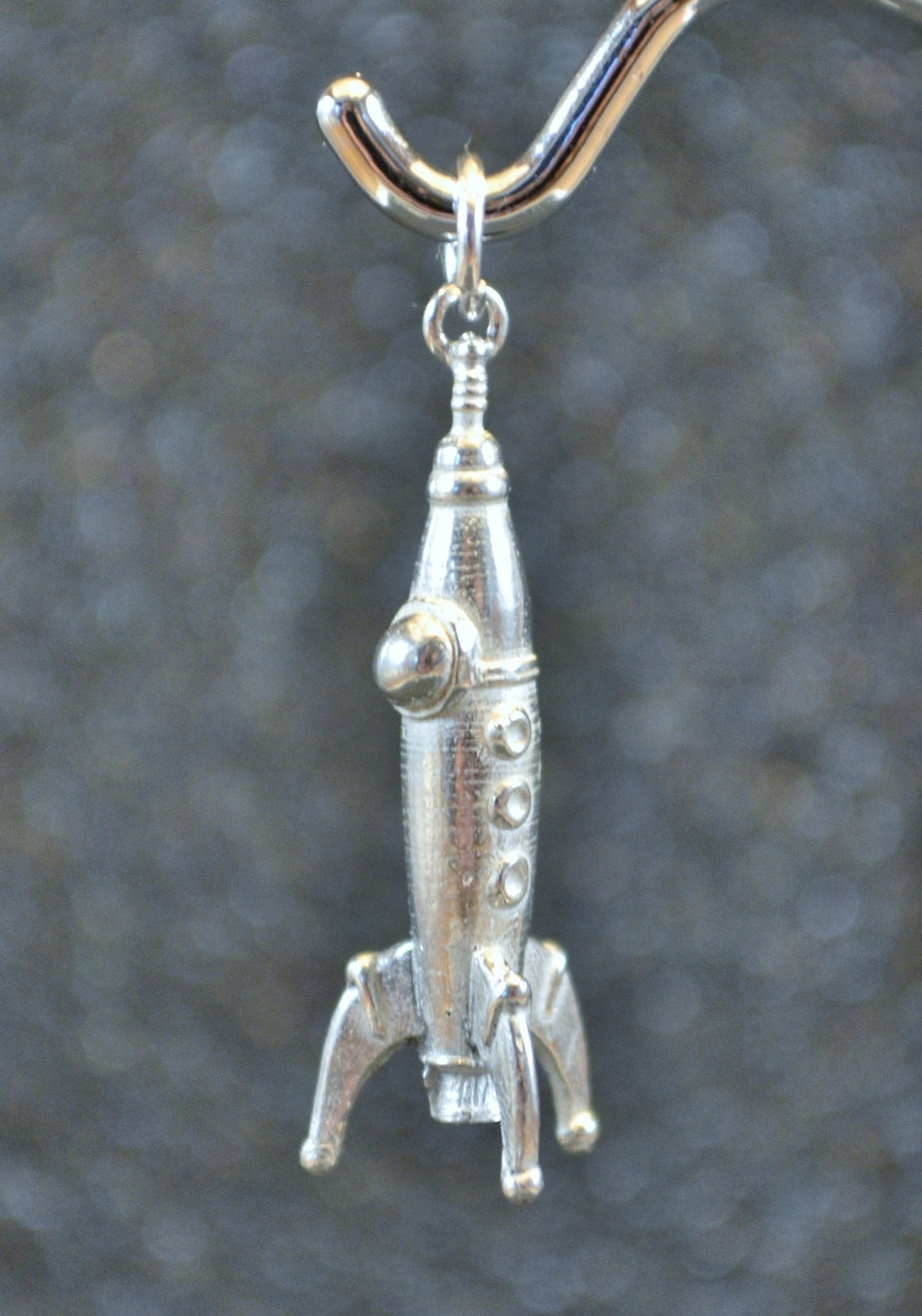 Cast "blast Off" Retro Rocket Pendant or Charm - Silver 3D Outer Space ...