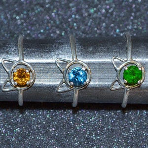Small Sterling Wire Cat Head Ring in Your Size - Choose a Gemstone ...