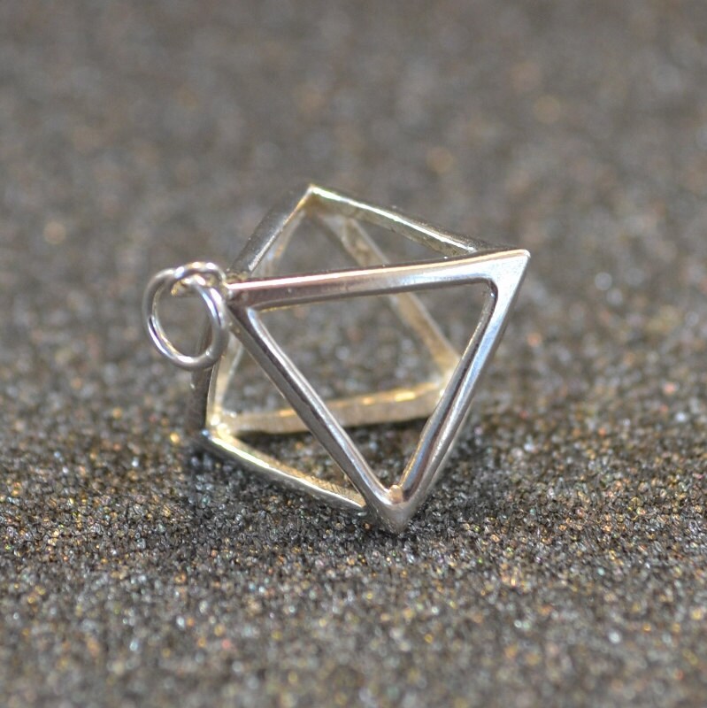 Cast Pentagonal Double Pyramid Pendant or Charm (d10) - Silver, 3D ...