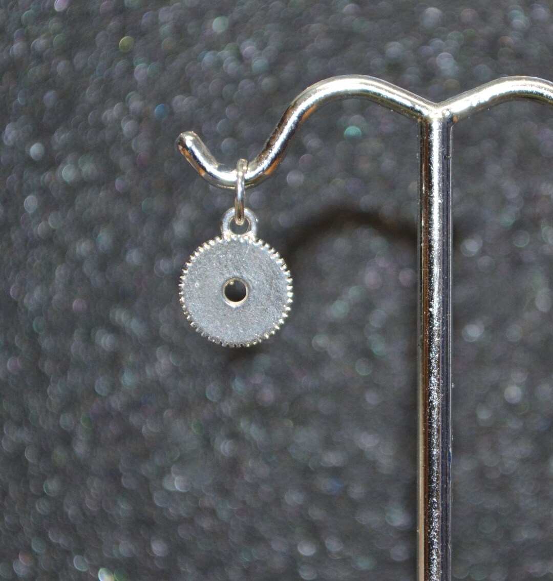 Cast Small Gear Pendant or Charm - Silver Tiny Saw Tooth Gear With Hole ...