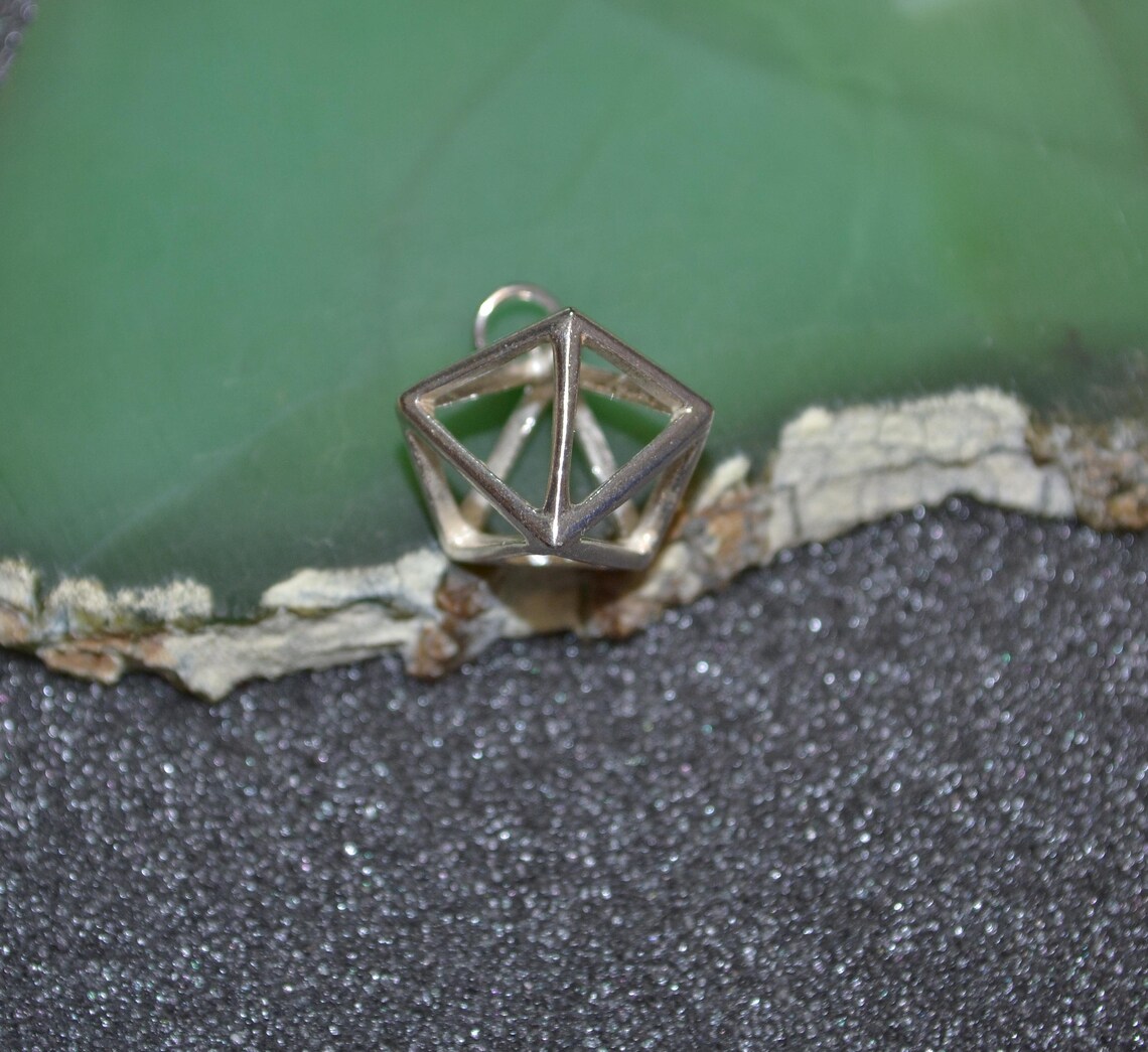 Cast Pentagonal Double Pyramid Pendant or Charm (d10) - Silver, 3D ...