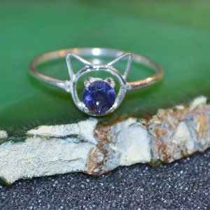 Small Sterling Wire Cat Head Ring in Your Size - Choose a Gemstone ...