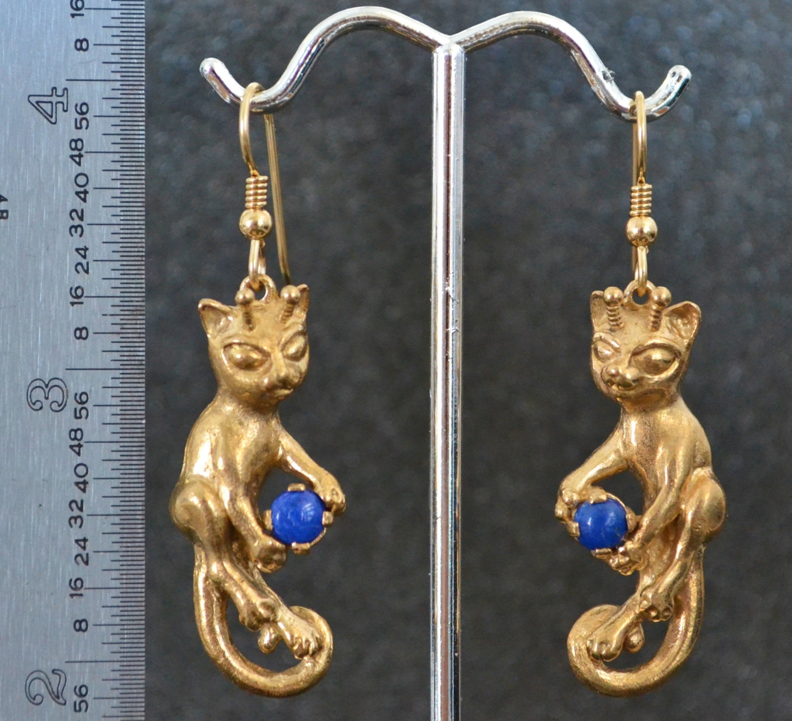 Cast Dimensional Space Alien Cat Earrings Choose a Gemstone - Etsy