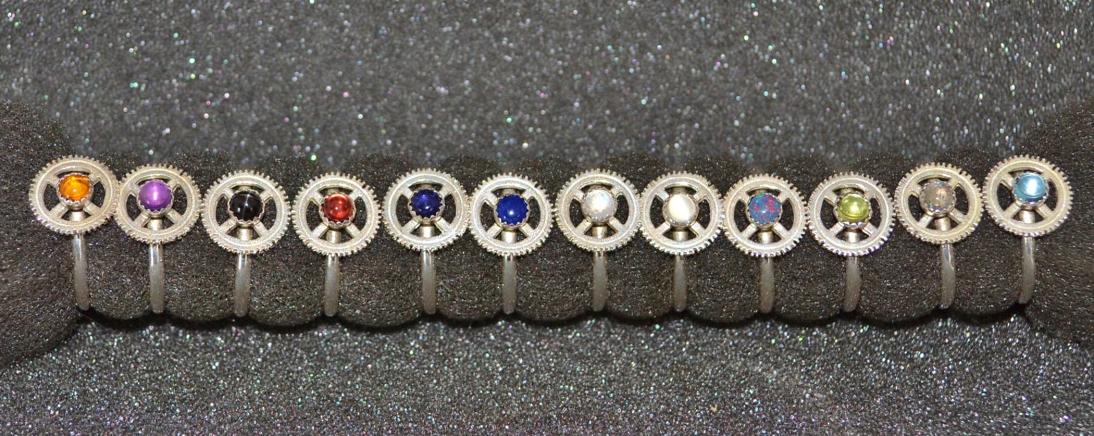 Cast Small Open Gear Stacking Ring Choose a Gem Steampunk Inspired ...