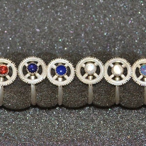 Cast Small Open Gear Stacking Ring - Choose a Gem! Steampunk Inspired ...