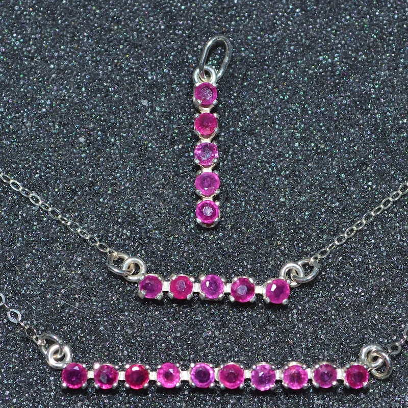 Genuine Ruby Bar Pendant - Etsy