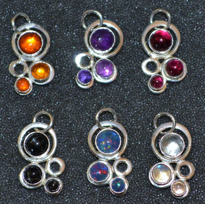 Small Sterling Silver Bubbles Pendants Choose A Gemstone - Etsy