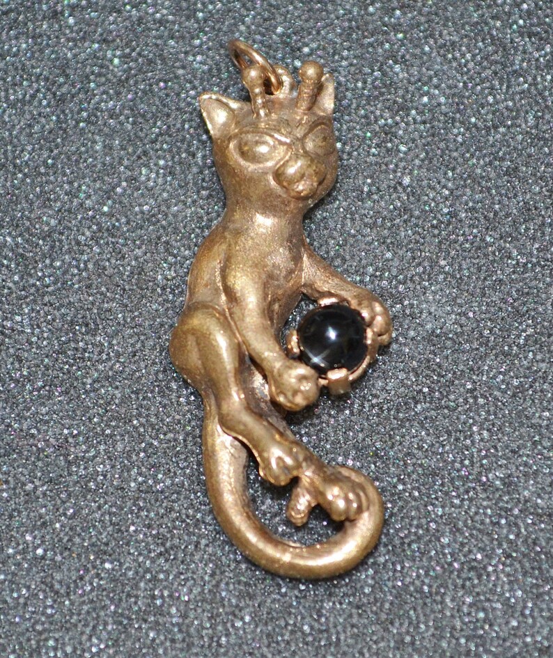 Cast Dimensional Space Alien Cat Pendants - Choose a Gemstone! Bronze ...