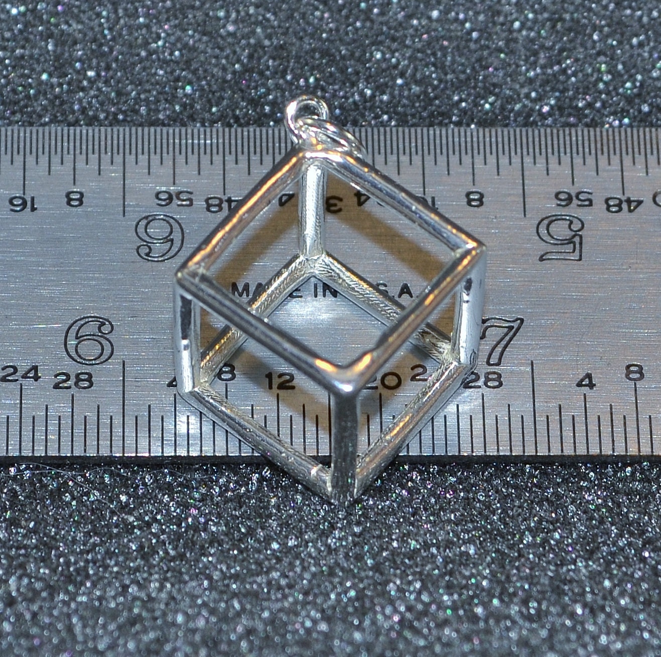 Cast Hexahedron Cube Pendant or Charm d6 Silver 3D | Etsy