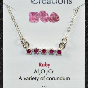 Genuine 2mm Ruby Faceted Gem Bar Necklace or Pendant, You Choose ...