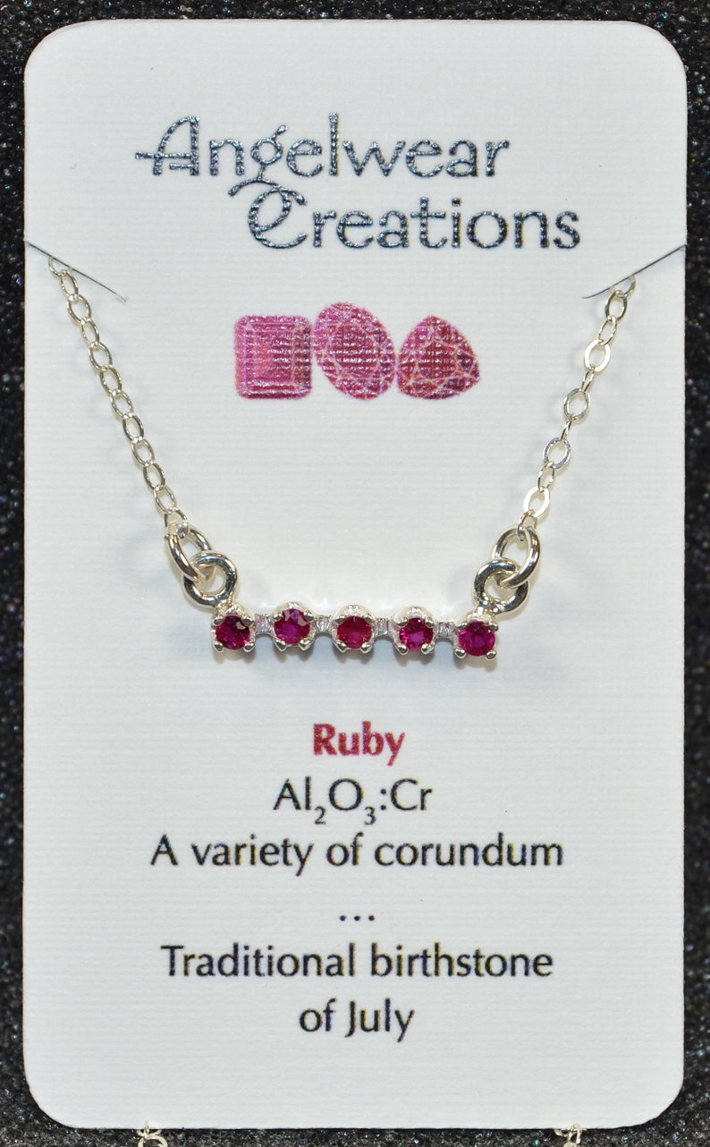 Genuine 2mm Ruby Faceted Gem Bar Necklace or Pendant You | Etsy