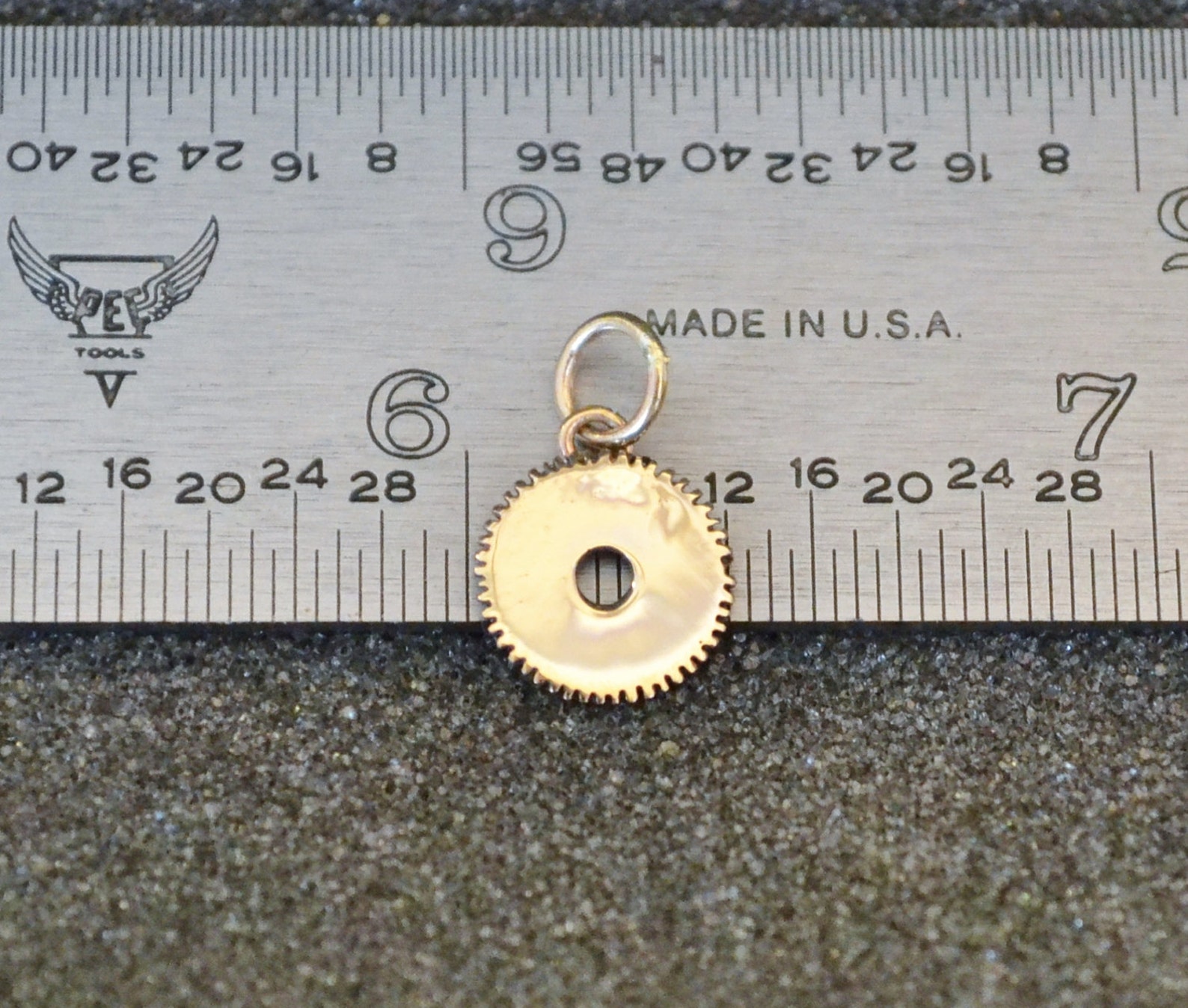 Cast Small Gear Pendant or Charm - Bronze Tiny Saw Tooth Gear With Hole ...