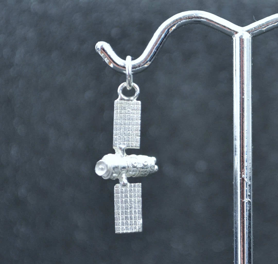 Sterling Silver Small Space Satellite Pendant or Charm. Small 3D ...
