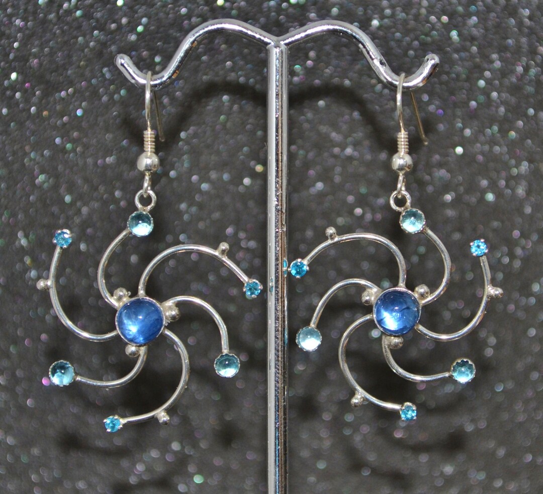 Nebula Earrings With Kyanite, Blue Topaz and Apatite - A Sterling ...