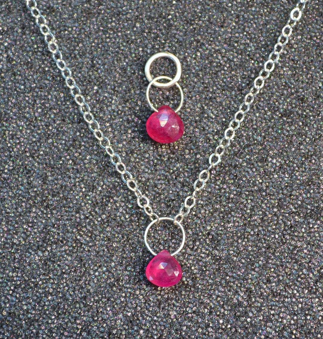 Genuine Ruby Faceted Briolette Necklace or Pendant, You Choose! Dainty ...
