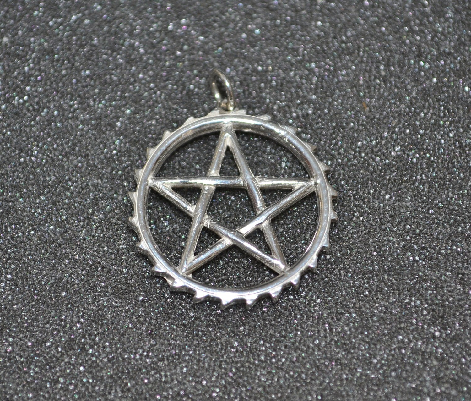 Cast Sterling Silver Pentacle Gear Pendant - Steampunk Inspired Wiccan ...