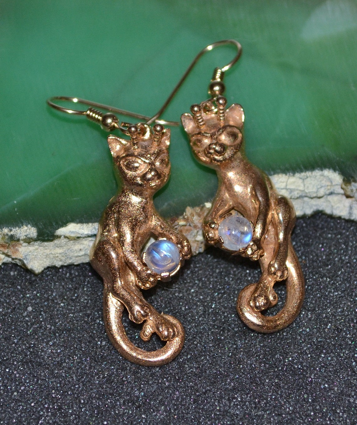 Cast Dimensional Space Alien Cat Earrings Choose a Gemstone - Etsy
