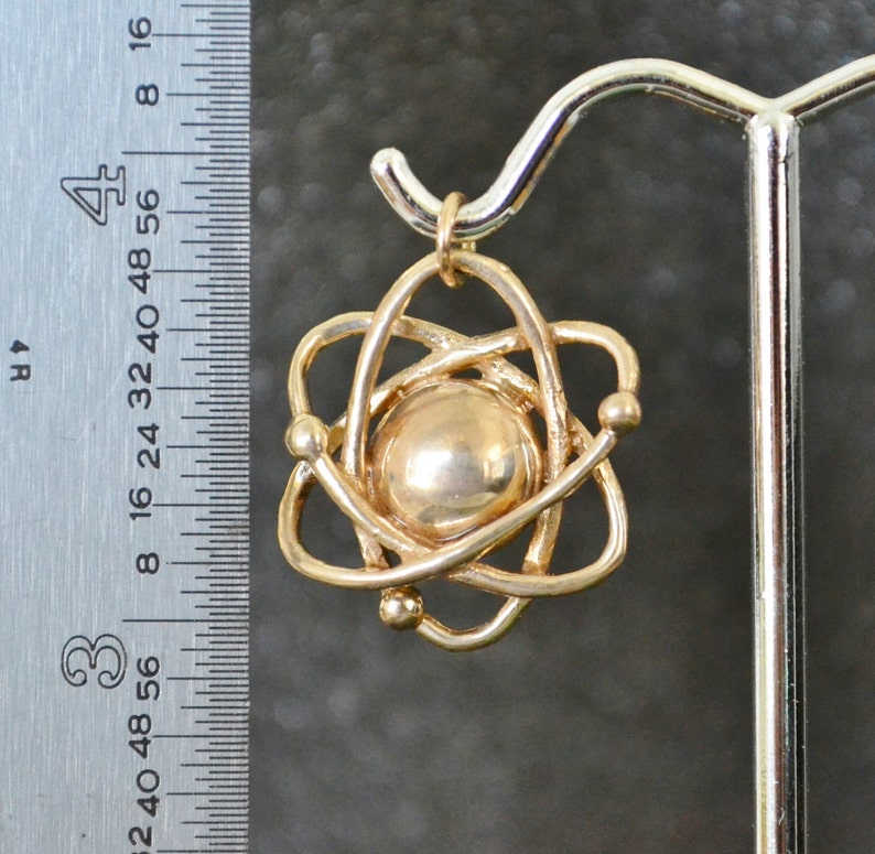 Hollow Cast Dimensional Atom Pendant - Bronze Stylized Subatomic ...