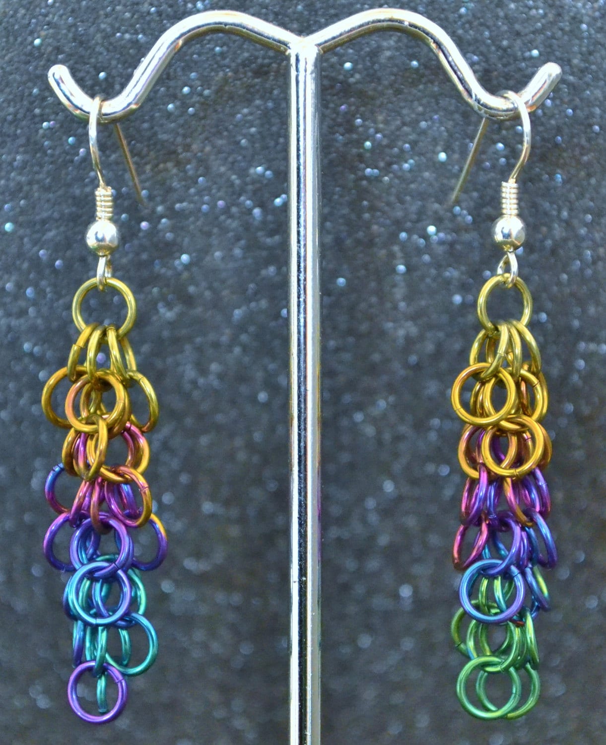 Rainbow Niobium Ombre shaggy Loop Dangle Earrings. - Etsy