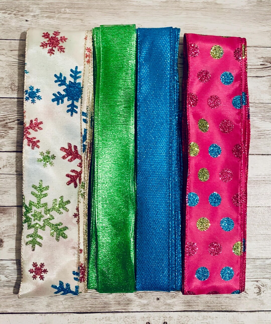 Christmas Ribbon Bundle, Wired Ribbon, Christmas Ribbon Set, Ribbon Kit ...