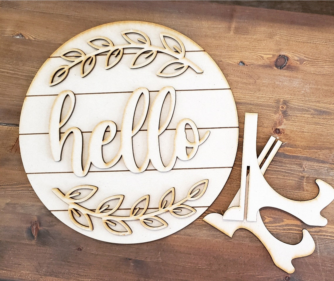 Hello Wreath DIY Kit Farmhouse Deco Painting Box Kit Step - Etsy