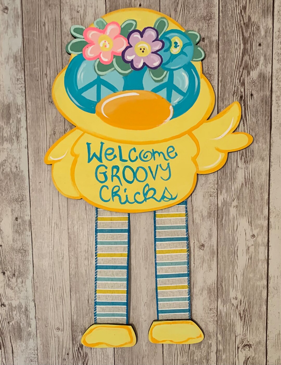 Groovy Chicken Spring Wood Diy Kit, Peace Love and Chicken Wreath ...