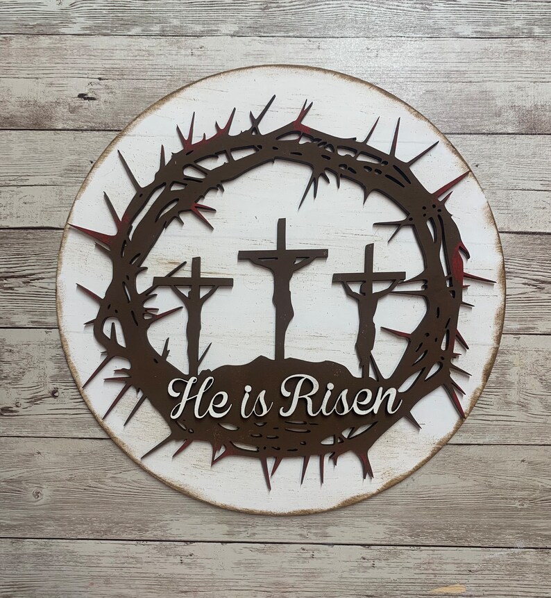 He is Risen Sign Easter Wreath Sign Easter Cross Spring - Etsy
