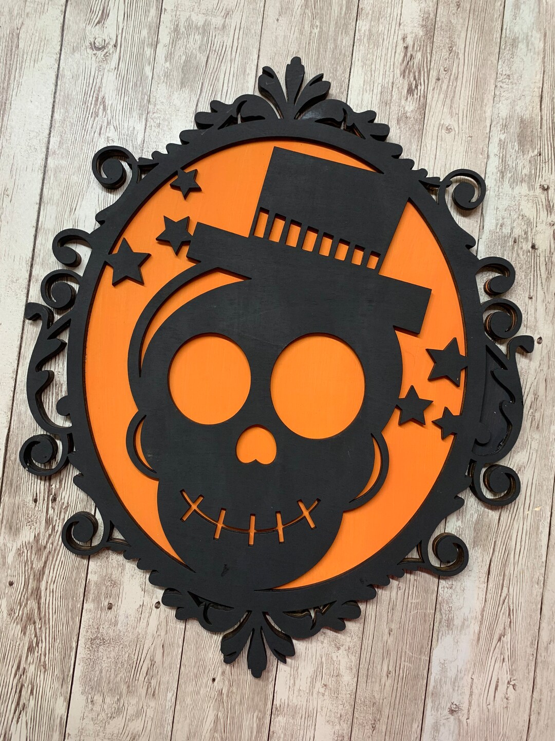 Mirror Skull Halloween, Wood Sign, DYI Sign, Unpainted Sign, Wreath ...