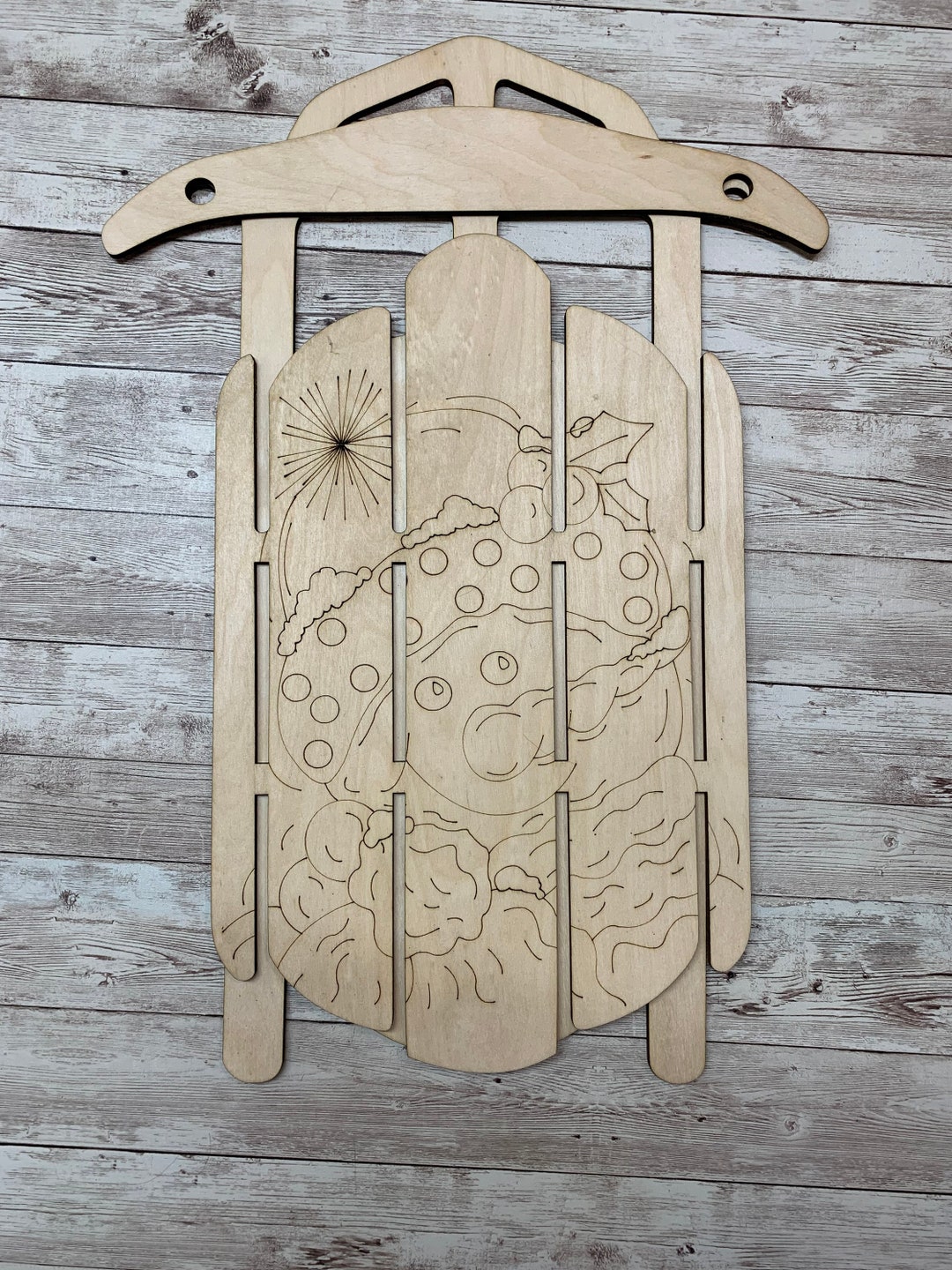 Snowman Sled Snow Sled Door Hanger Winter Door Decor Wood - Etsy