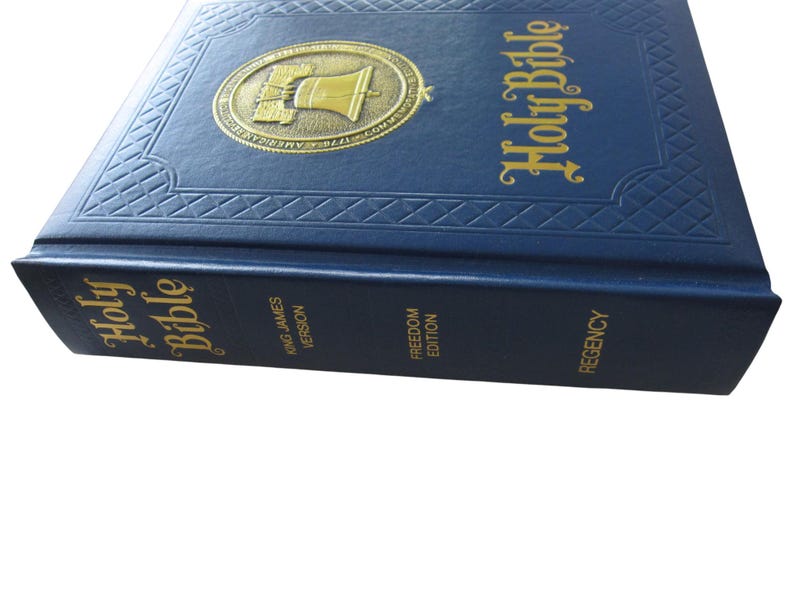 Vintage 1975 KJV Freedom Bible Red Letter Edition Regency Blue Padded ...
