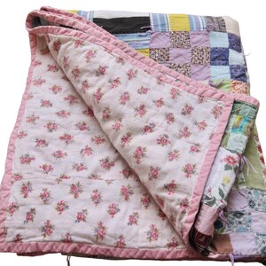 Vintage 1950s-60s Cotton Patchwork Quilt Flannel Backed 60 X 70 Shabby ...