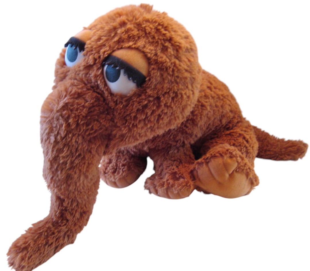 VTG Snuffleupagus Snuffy Brown Plush Stuffed Toy Sesame St. Shaggy ...