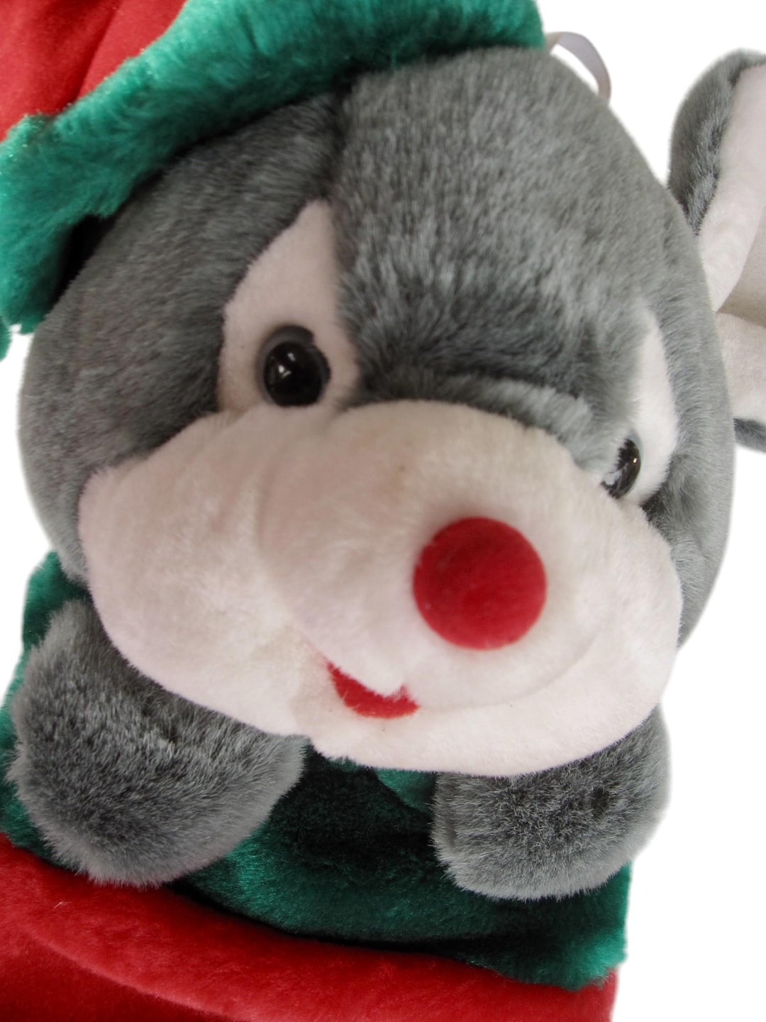 3D Plush Christmas Mouse Stocking Vintage 1980s 90s Red Green Gray • 21 ...