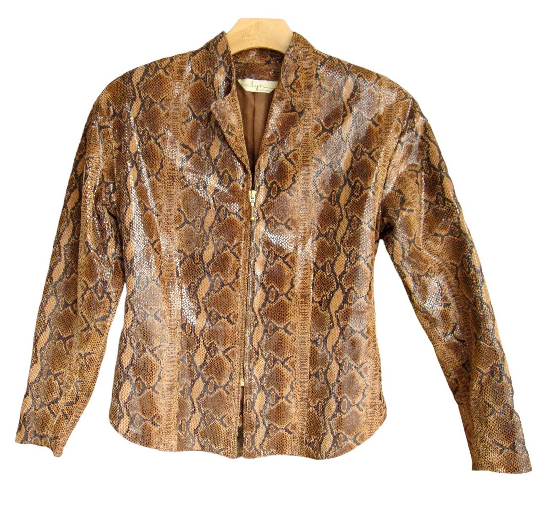 Vintage Y2K Sibylle Lyn Snakeskin Patent Leather Jacket Zip Front Size ...