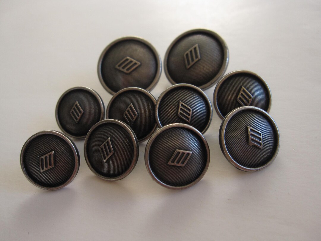 Joseph Abboud 10 Replacement Buttons Gunmetal Gray Raised Diamond Logo ...