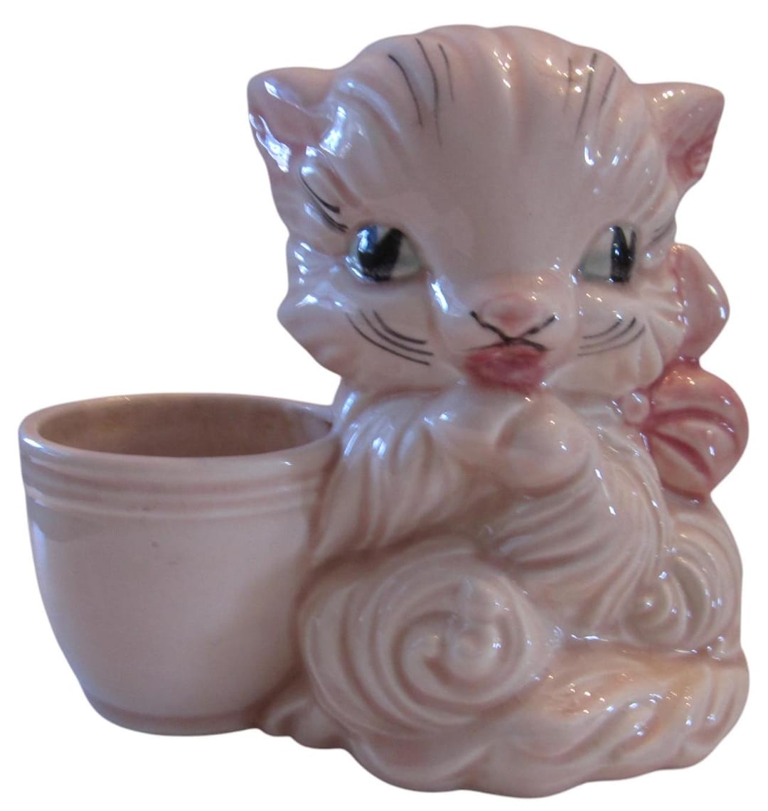 Vintage 50s Pink Kitty Cat Hull Art Pottery Planter USA Made ...
