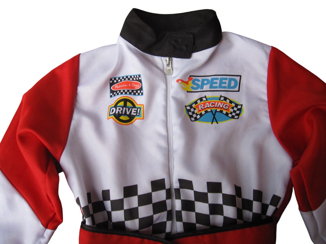 Cosplay NASCAR Fire Suit Racing Costume Kids M Melissa & Doug Red Black ...